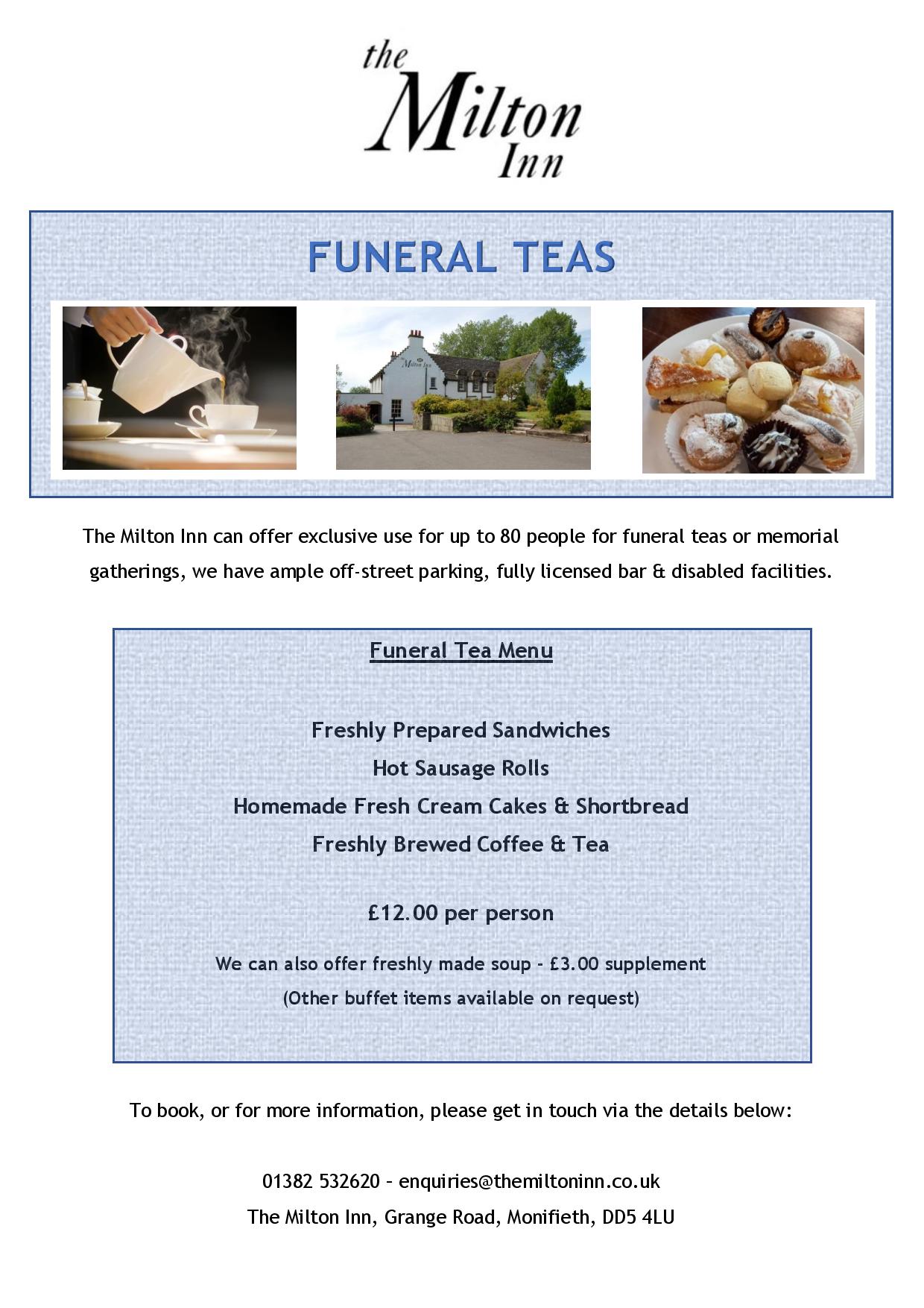 The Milton Inn, Monifieth - Funeral Teas